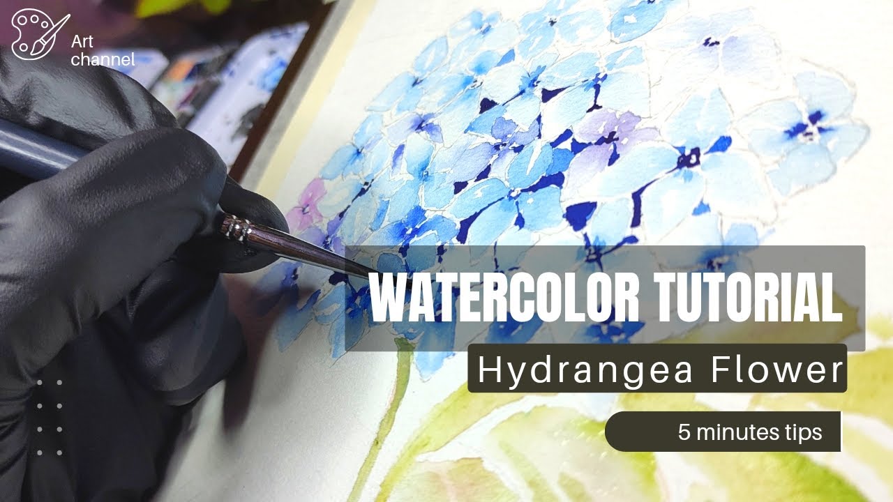 Watercolor Painting of a Hydrangea Flower in 5 minutes - YouTube