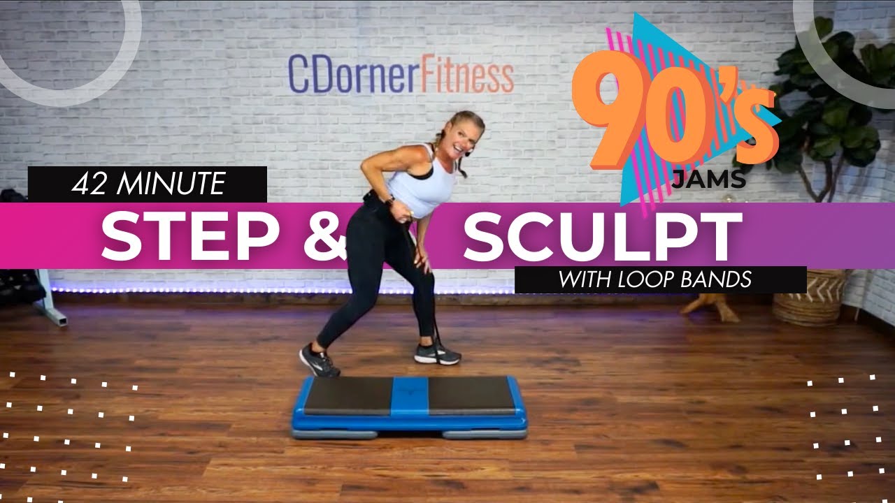 STEP AND SCULPT - 90's MUSIC STEP WORKOUT WITH Mini Bands! - YouTube