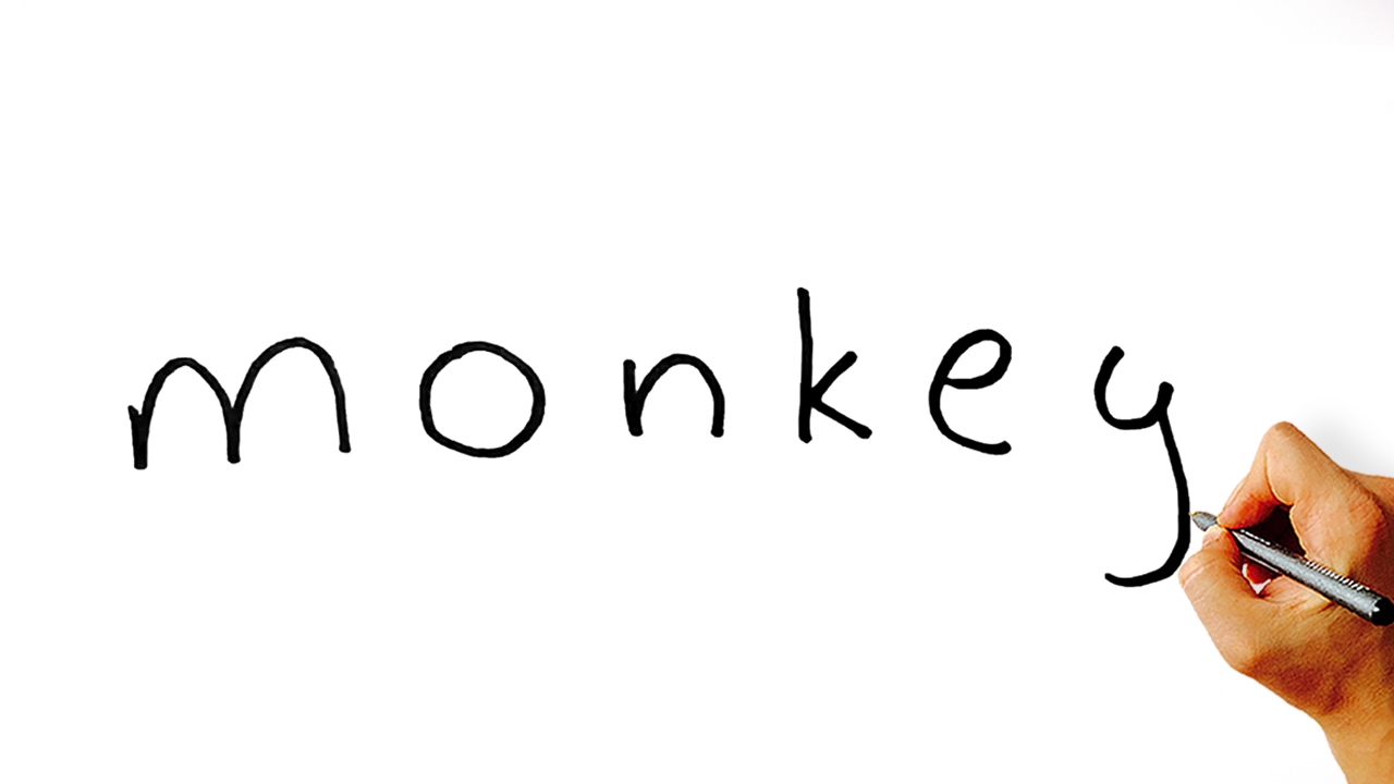 Very Easy! How to Turn Word Monkey into a Cartoon Monkey. Art on Paper ...