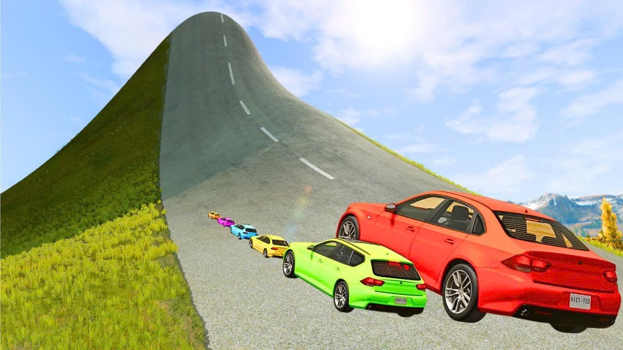 Cars vs 1000m High Mountain Road Challenge #1 in BeamNG Drive! - YouTube