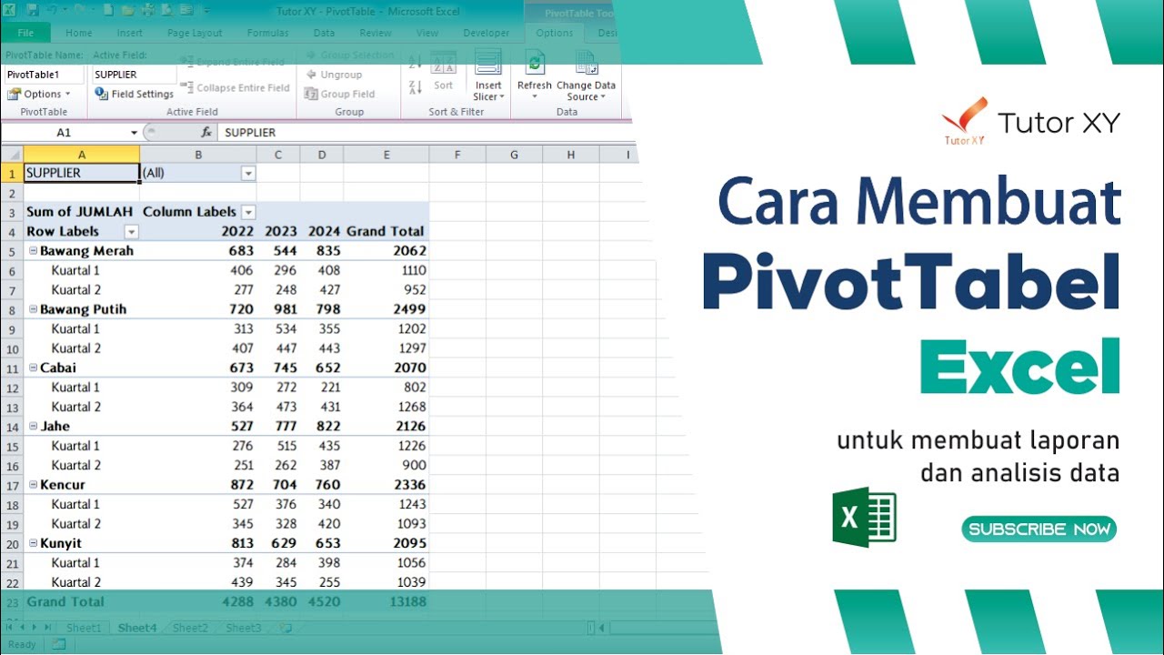 Pivot Table Excel Untuk Membuat Laporan dan Analisis Data | Tutorial ...
