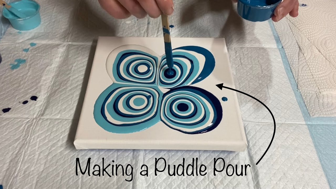 A Simple Puddle Pour - Easy Fluid Painting Technique - YouTube