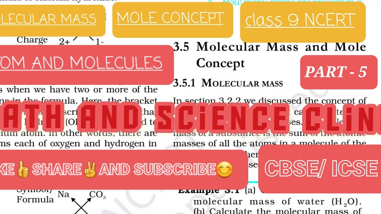 😊MolecularMass⚛Mole concept👍class9science🧪chapter3ATOM AND ...