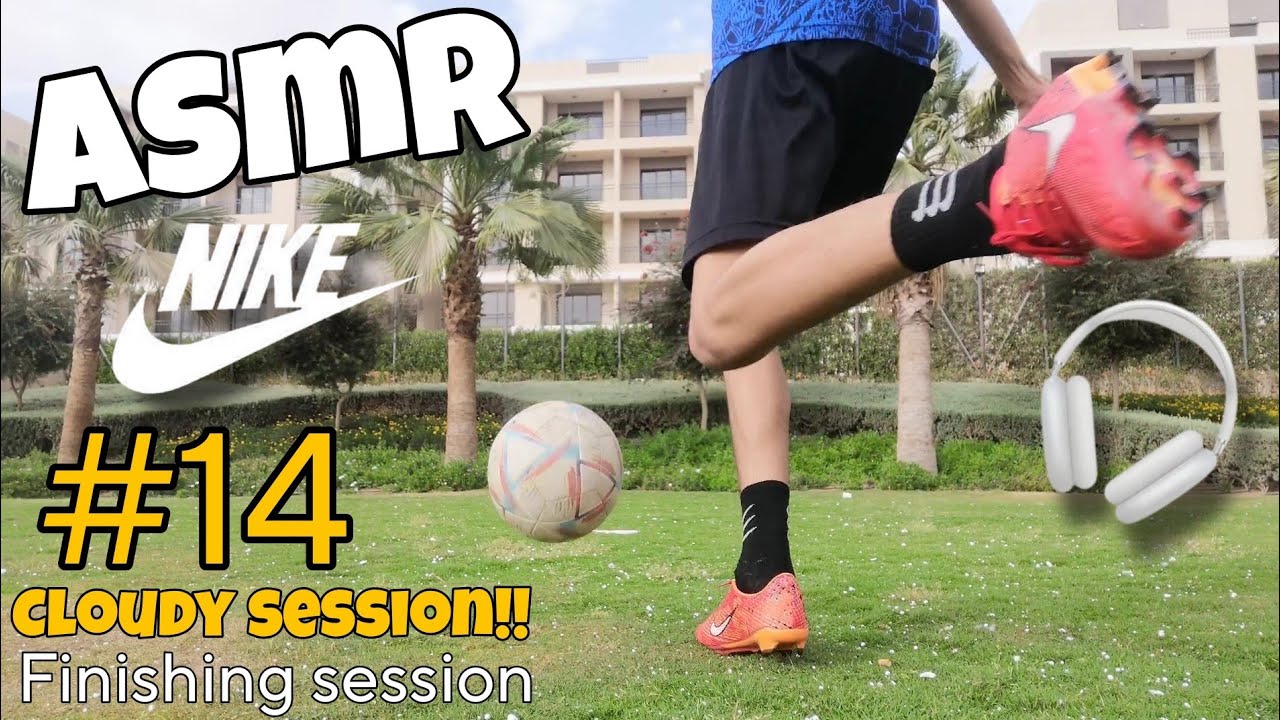 Asmr football finishing training session 14 | cloudy session with nike mercurial vapor 15 mds ...