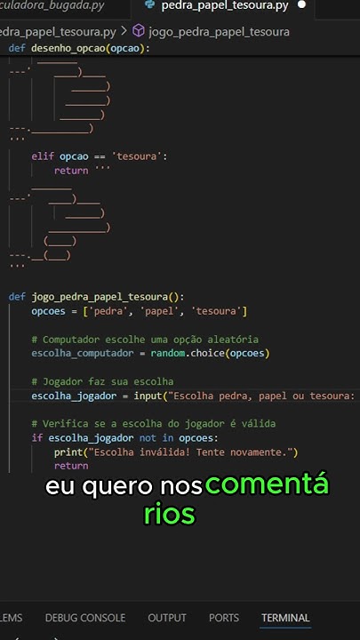 Pedra Papel E Tesoura No Python Programação Aprenderpython Python Coding Programming Youtube