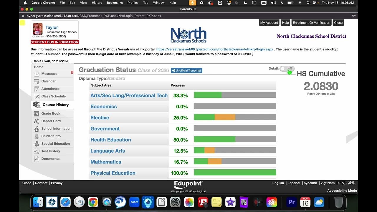 How To Access Your Student's Transcript In ParentVue - YouTube