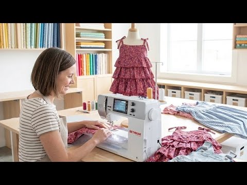 Çox Şirin və Gözəl Uşaq Geyimləri / Qatlı Fırfırlı Paltar Kəsmə və Tikiş