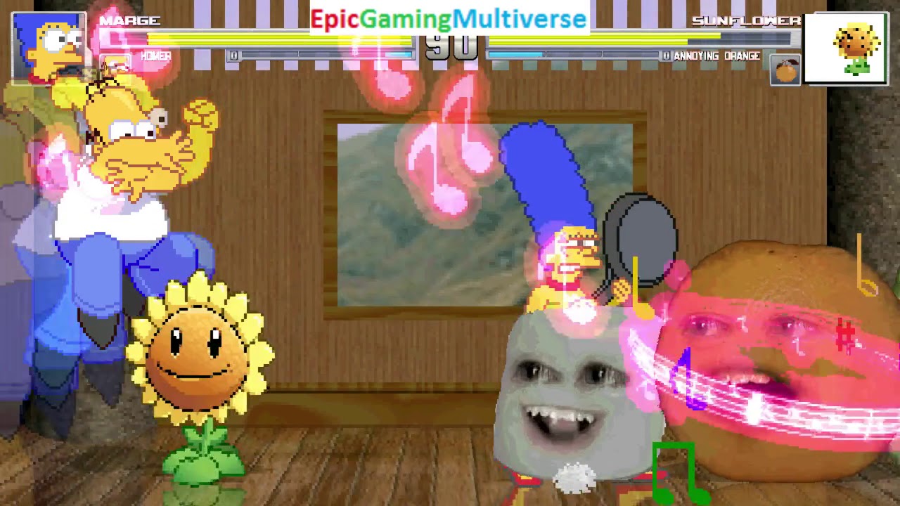 Marge Simpson And Homer Simpson VS Sunflower And Annoying Orange In A ...