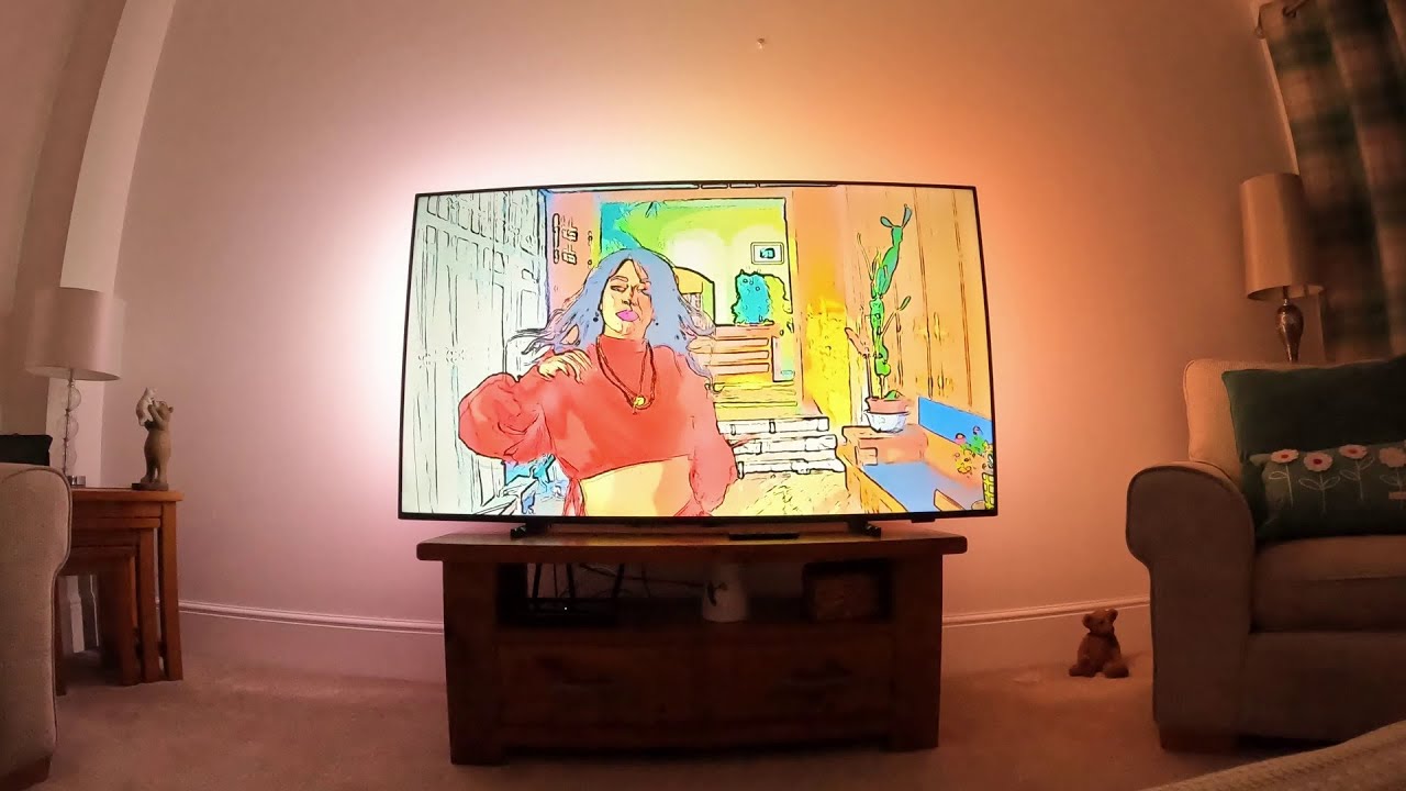 Example of the Philips Television Ambilight In Follow Audio Mode - YouTube