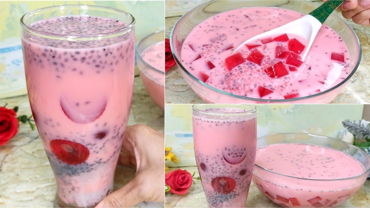 Rose Sago Drink Recipe | Sago Jelly Summer Drink | Jelly Sago Drink ...