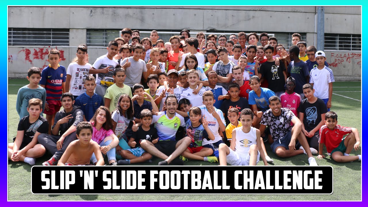 SLIP 'N' SLIDE FOOTBALL CHALLENGE AVEC LES ABONNÉS - YouTube