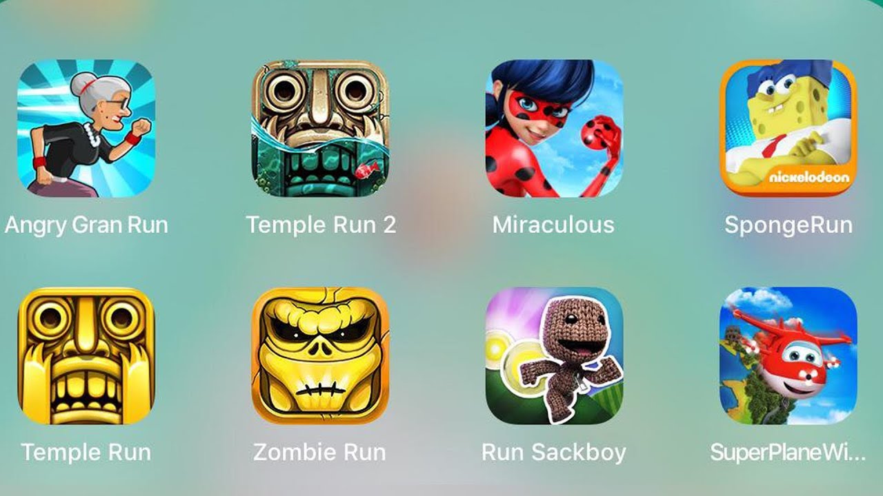 Super Wings Run,SpongeBob Run,Temple Run 1,Temple Run 2,Zombie Run ...