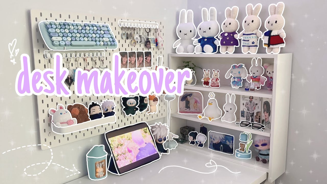 desk makeover| pegboard setup, miffy haul, anime & kpop decor - YouTube