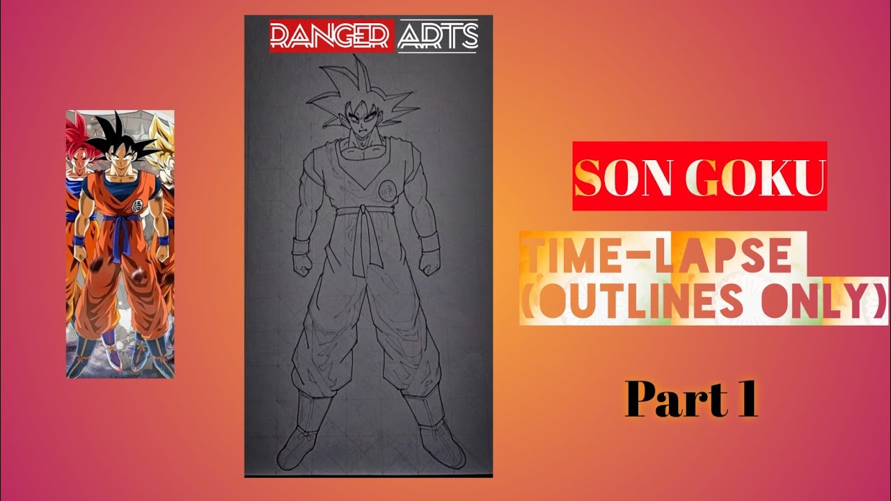 Drawing Son Goku | Outlines | Time lapse | RANGER ARTS - YouTube