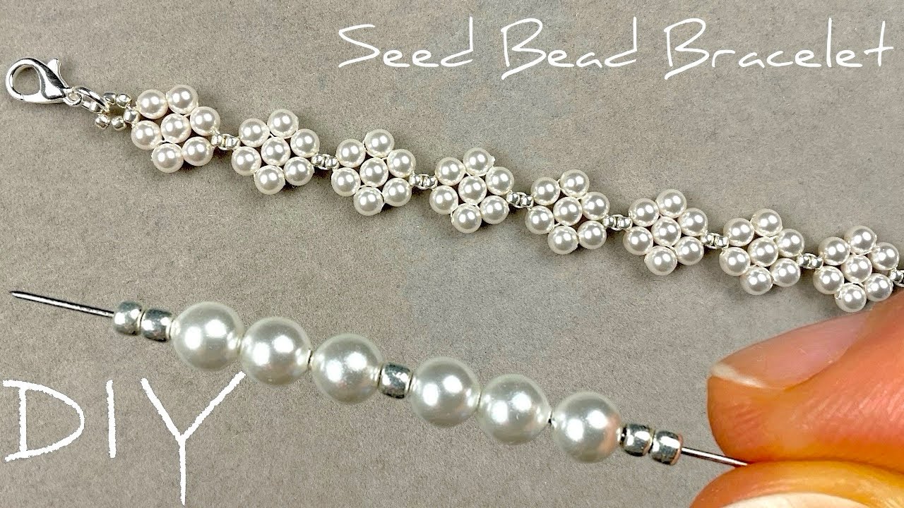 Beaded Flower Bracelet Tutorial: Seed Bead and Pearl Bracelet - YouTube