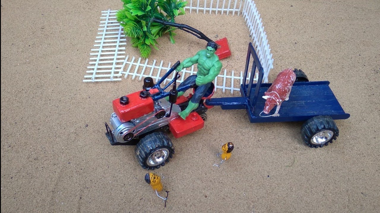 diy tractor with trailers to pickup from animals |cow transport |diy ...