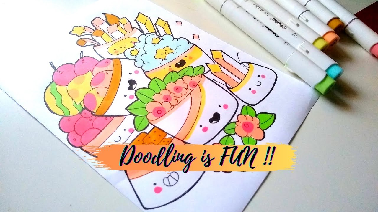 Doodle Art | Day 77 ~ Doodling Flowers, Fruits, Stars, Biscuits and ...