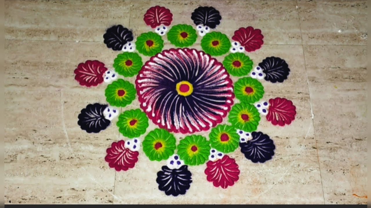 colourful rangoli/easy rangoli/small rangoli - YouTube