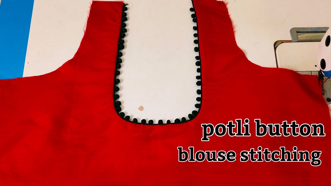 boutique style potli button with piping blouse stitching - YouTube