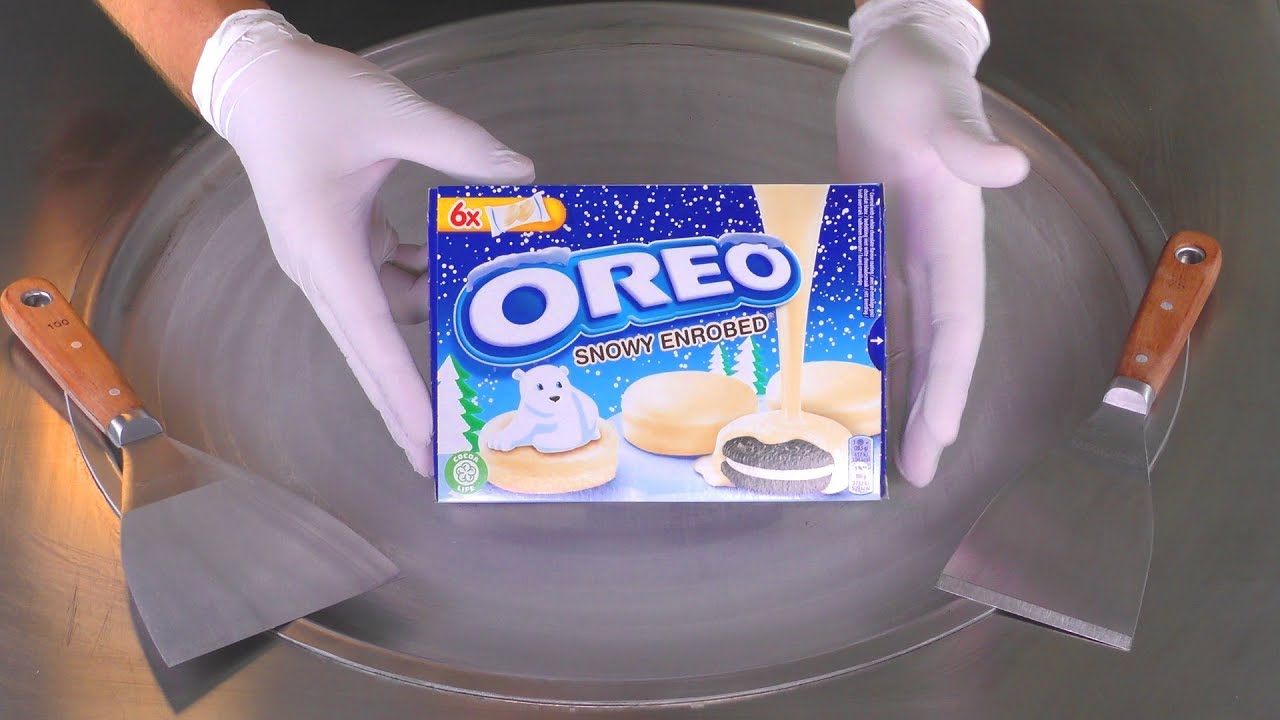 ASMR - white Chocolate OREO Ice Cream Rolls | tingle tapping ...