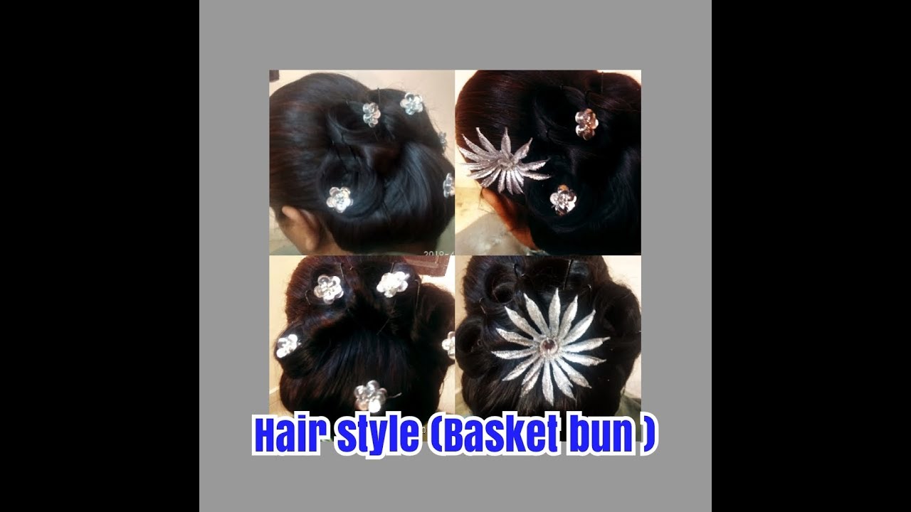 Busket bun hair style || simple hairstyle || Poonam Makeup || juda ...