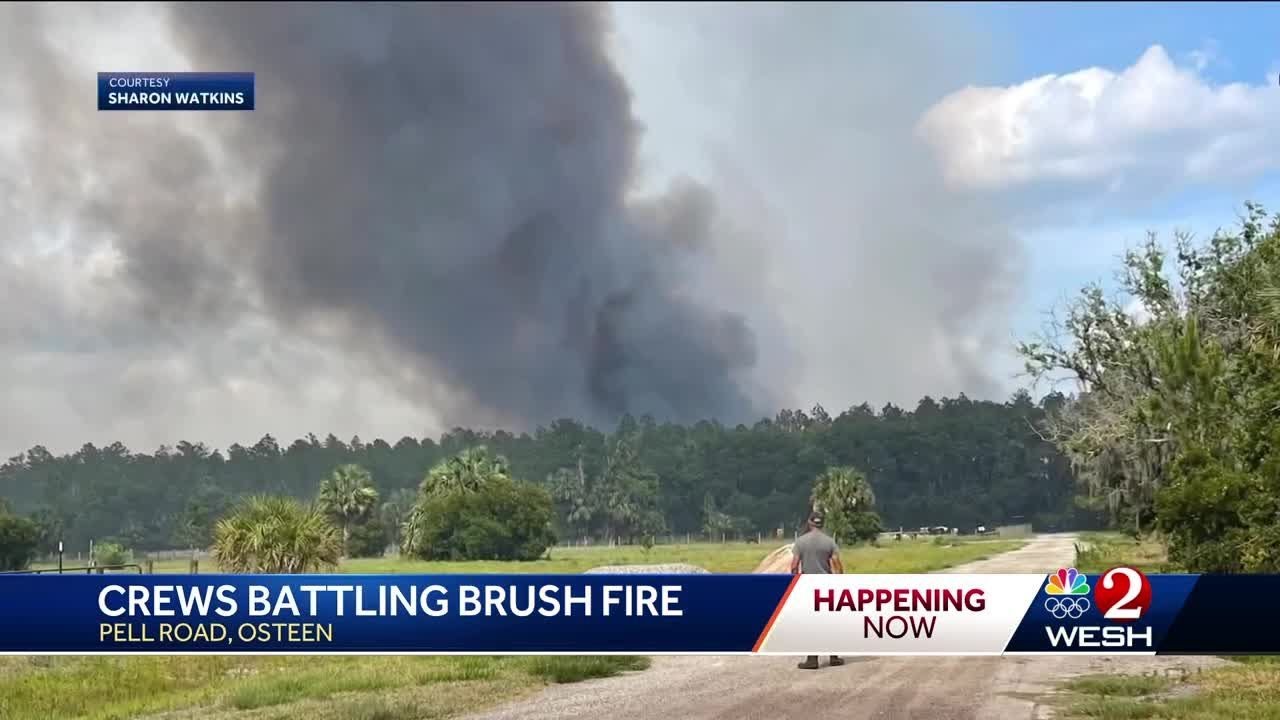 Fire rescue: Crews battling large brush fire in Volusia County - YouTube