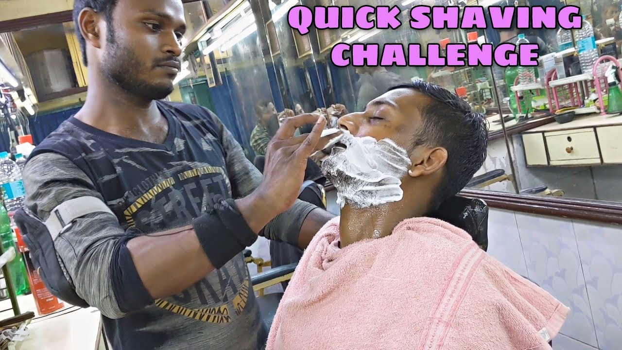 Quick Shaving Challenge / 3 Min Clean Shave By kolkata barber | ASMR ...