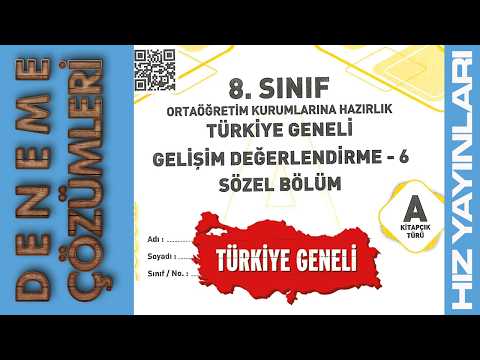 2025-2026 Hız Yayınları Türkiye Geneli Deneme 6 Soru Çözümleri 8. Sınıf