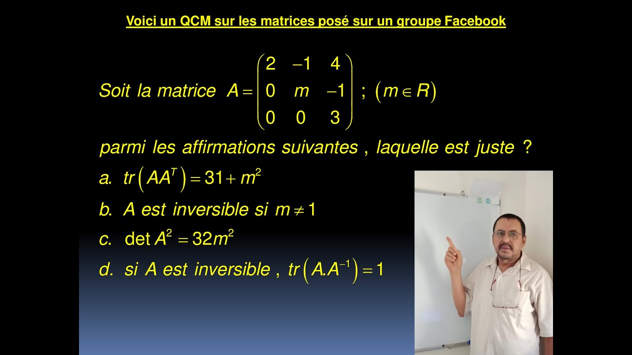 Matrice et trace QCM - YouTube