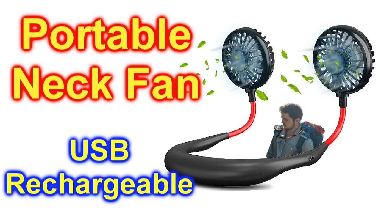 USB Rechargeable Portable Wearable Fan,Neck Fan, Hand Free Personal Fan ...