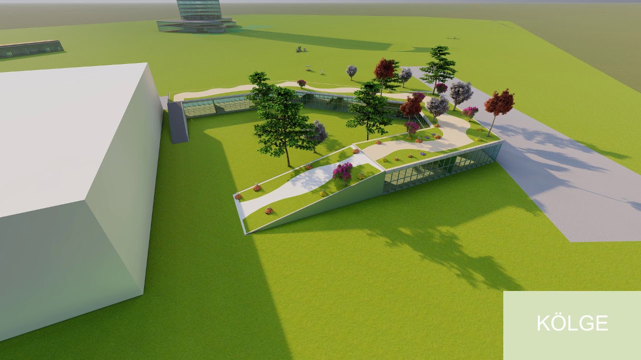 Shopping Mall & Auto Gallery Design #architecture w green roof - YouTube