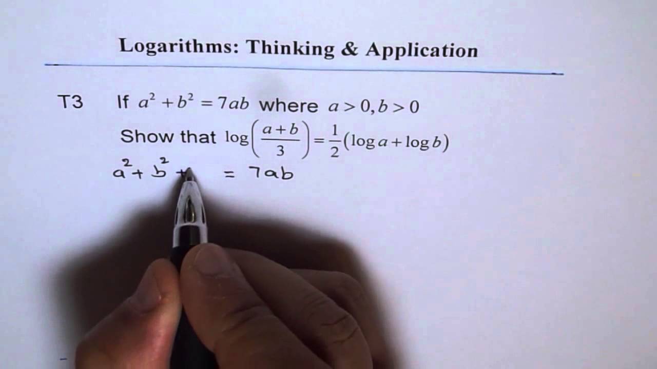 Prove Logarithmic Identity by Perfect Squares T3 - YouTube