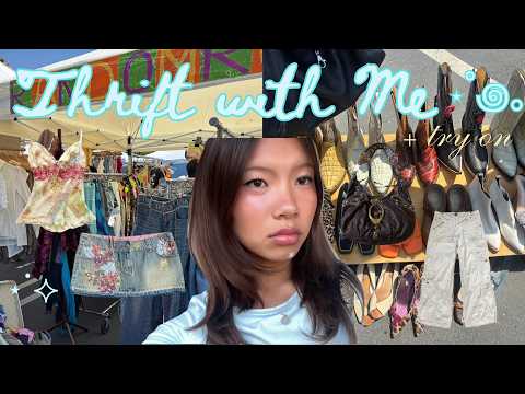 THRIFT WITH ME in LA ۶ৎ (Y2K, vintage, flea markets + try on haul) best trip yet ❤︎
