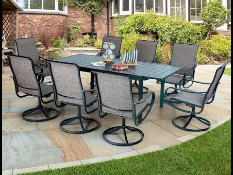 REVIEW- RUSTING Phi Villa Black 9-Piece Metal Patio Outdoor Dining Set ...
