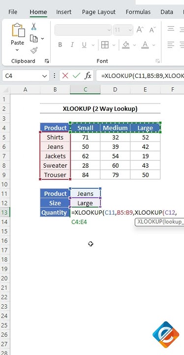 🔍📊 Using XLOOKUP for Two-Way Lookup in Excel #xlookup #exceltips - YouTube