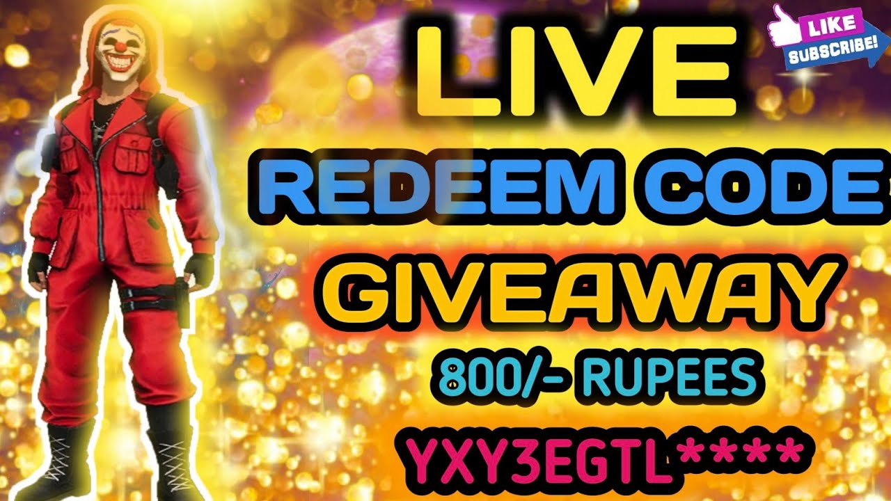 FREE FIRE 🔴 LIVE REDEEM CODE GIVEAWAY 🏅|| 800/- REDEEM CODE 👍|| # ...