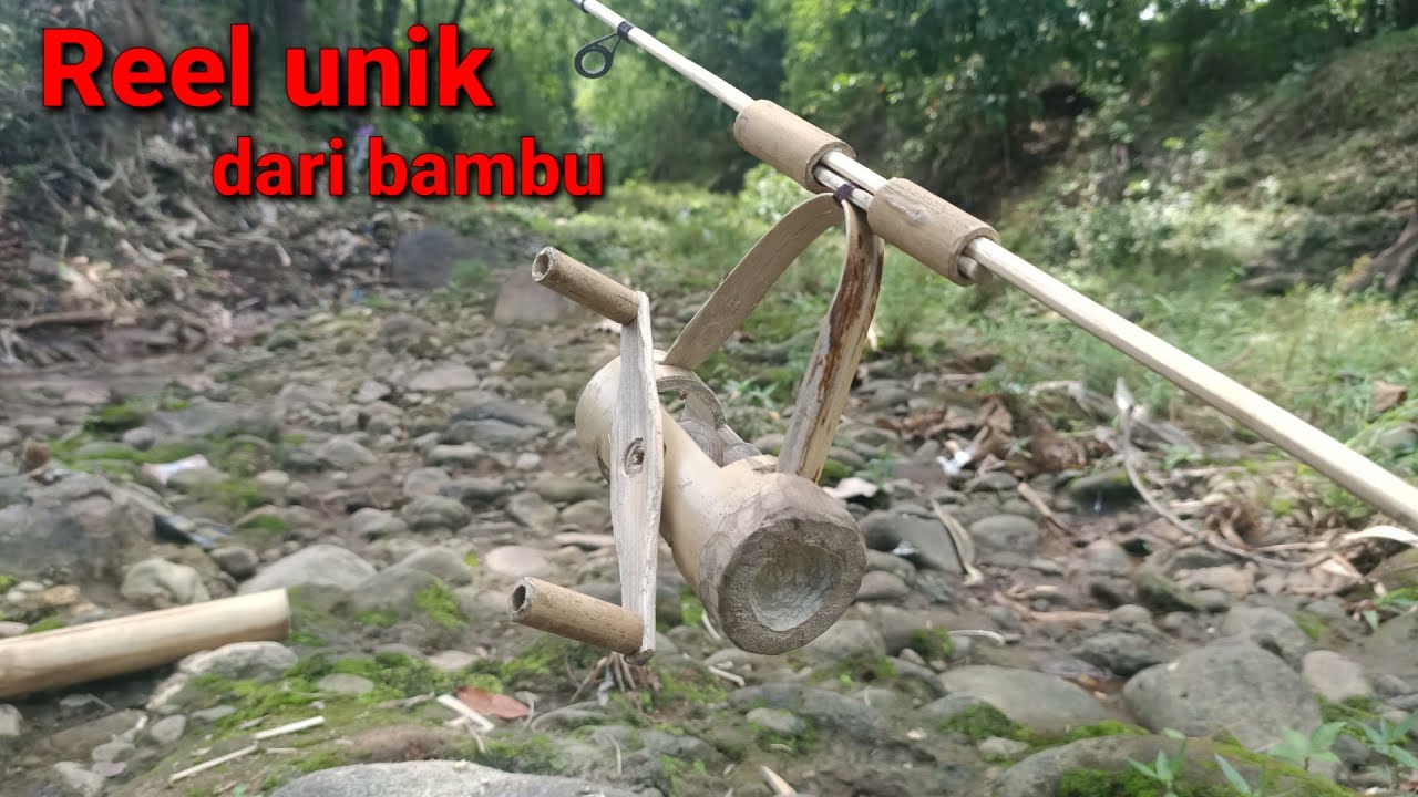 Reel unik !!! cara membuat reel pancing dari bambu || bamboo fishing ...
