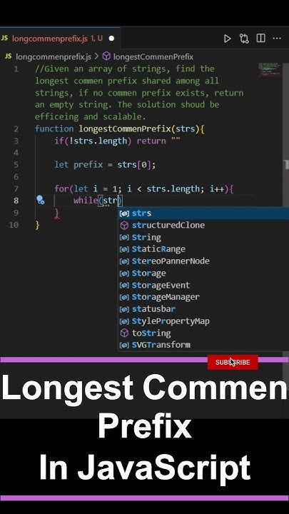 Find the Longest Common Prefix in JavaScript 🚀|#coding #javascript #dsa #algorithms #shorts # ...