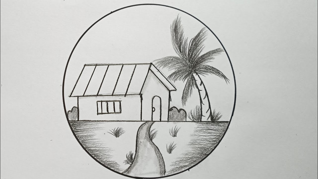 Circle Drawing Easy Senary House 🏠🏠||How to draw Senary House||village ...