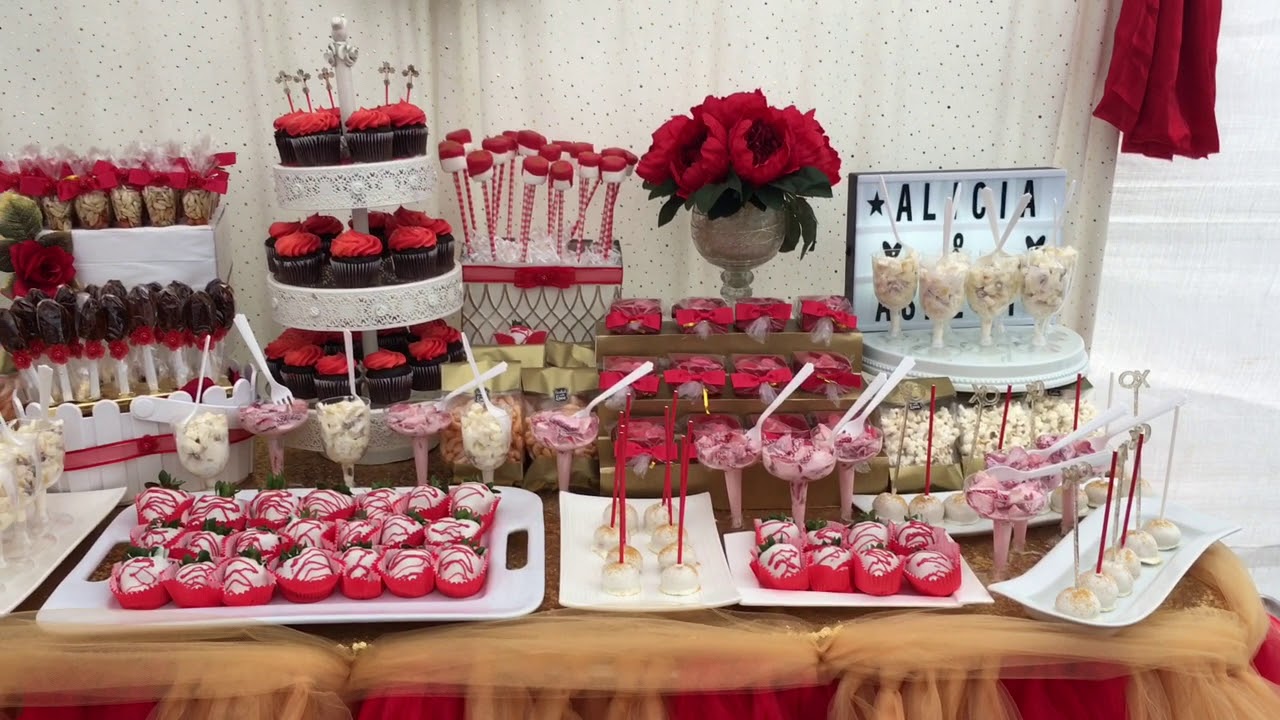 Ideas fáciles para tu mesa de dulces rojo y dorado - YouTube