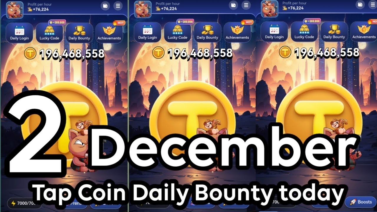 Tap Coin Daily Bounty|| Tap Coin Daily Combo Card today|| 2 December ...