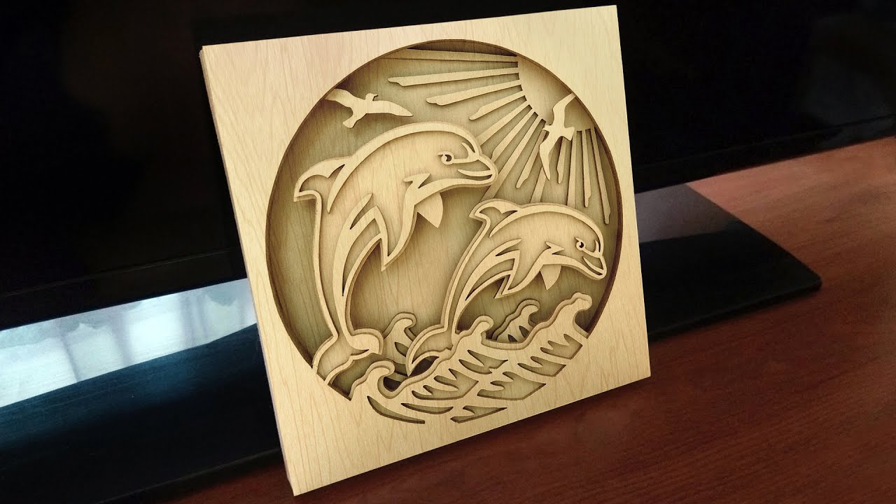 How to make Shadow box dolphines scene - scroll saw project - YouTube