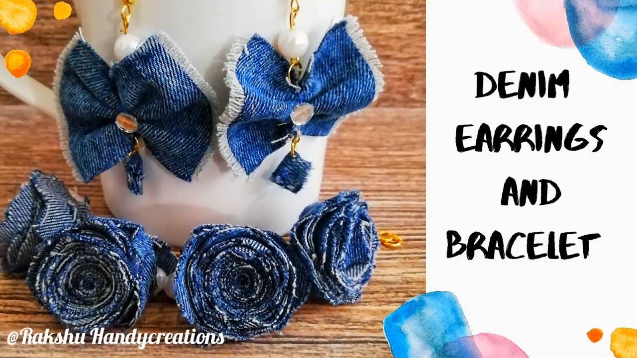 Fashion jewelry making from old jeans || DIY || Denim earrings and ...