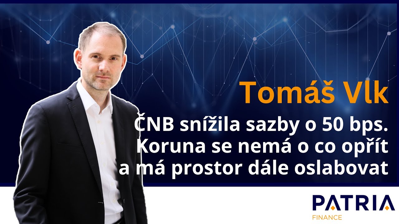 Tomáš Vlk: ČNB snížila sazby o 50 bps. Koruna se nemá o co opřít a má ...