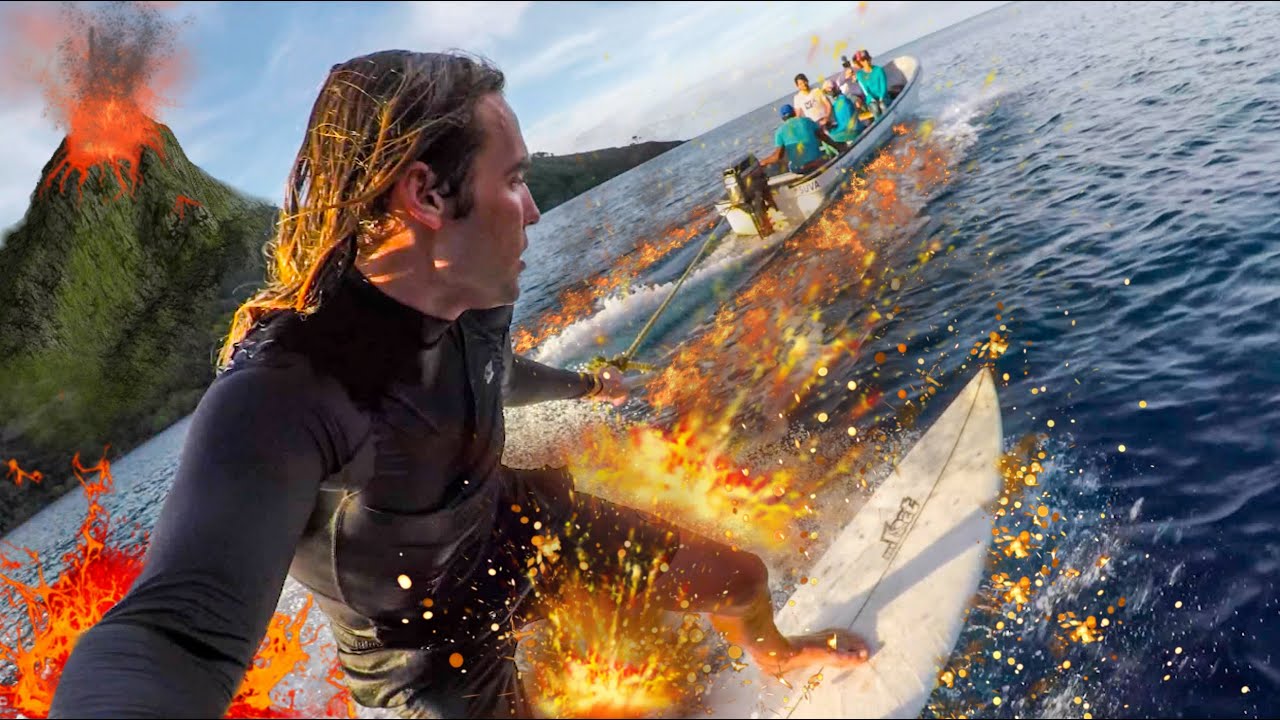 SURFING INSIDE a VOLCANO ! (SO CRAZY) - YouTube