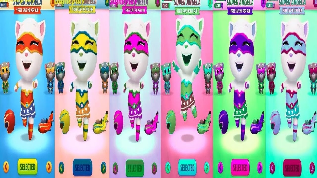 Colors Reaction Talking Tom Gold Run Super Angela Catch the Raccoon ...