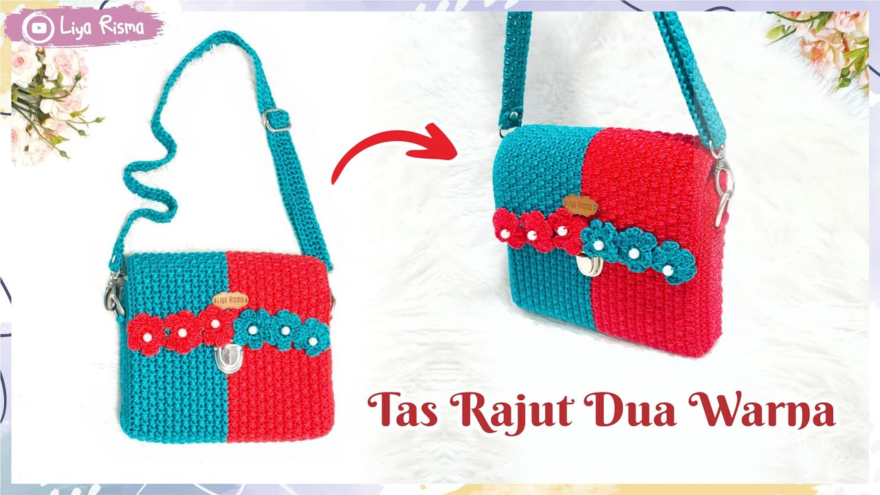 Tutorial Tas Rajut Terbaru Model Modern 2 Warna | Super Simple - YouTube