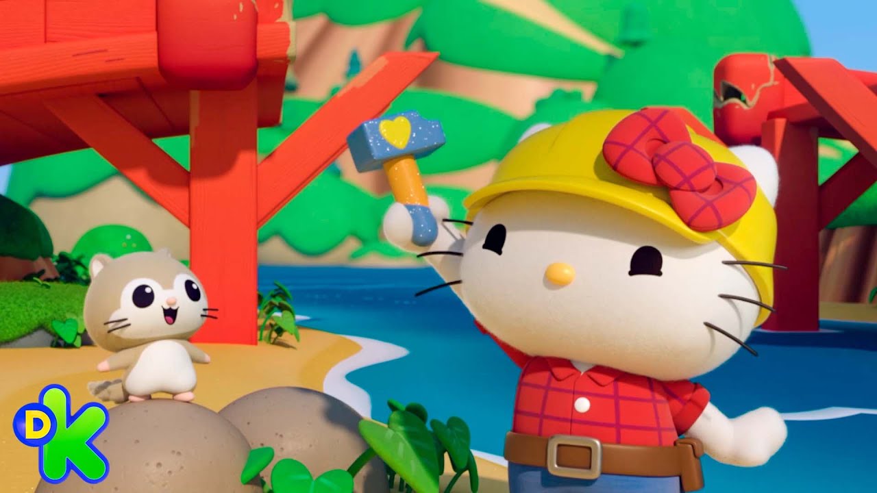 Kitty y Haroshee trabajan en la construcción de un puente | Hello Kitty ...