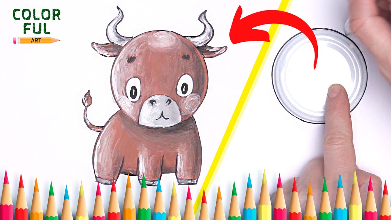 How to draw a Bull with a circle? 🐂 Easy drawing for kids - YouTube