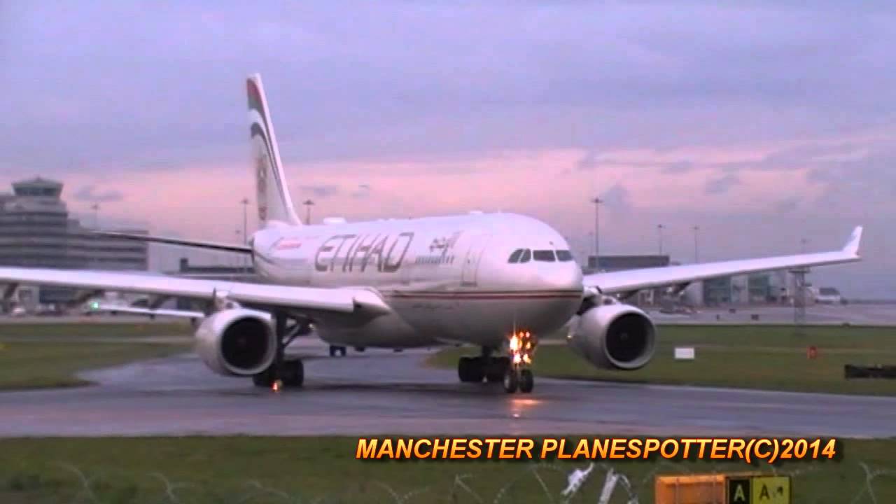 Etihad Airways A330 A6-EYG On EY16 Taxing + Taking Off At Manchester ...